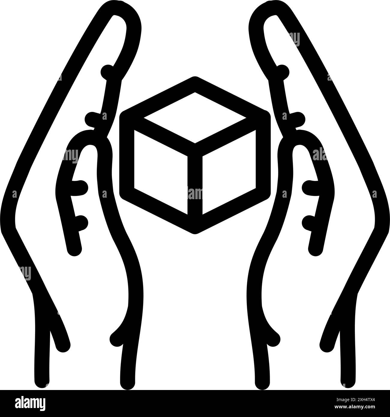 handle with care product label warning line icon vector illustration ...