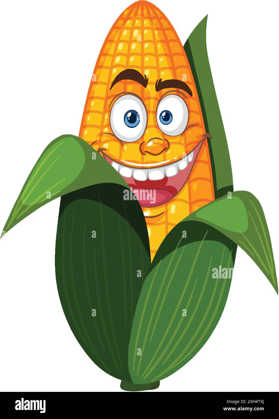 Smiling corn with expressive eyes and green husk Stock Vector Image ...