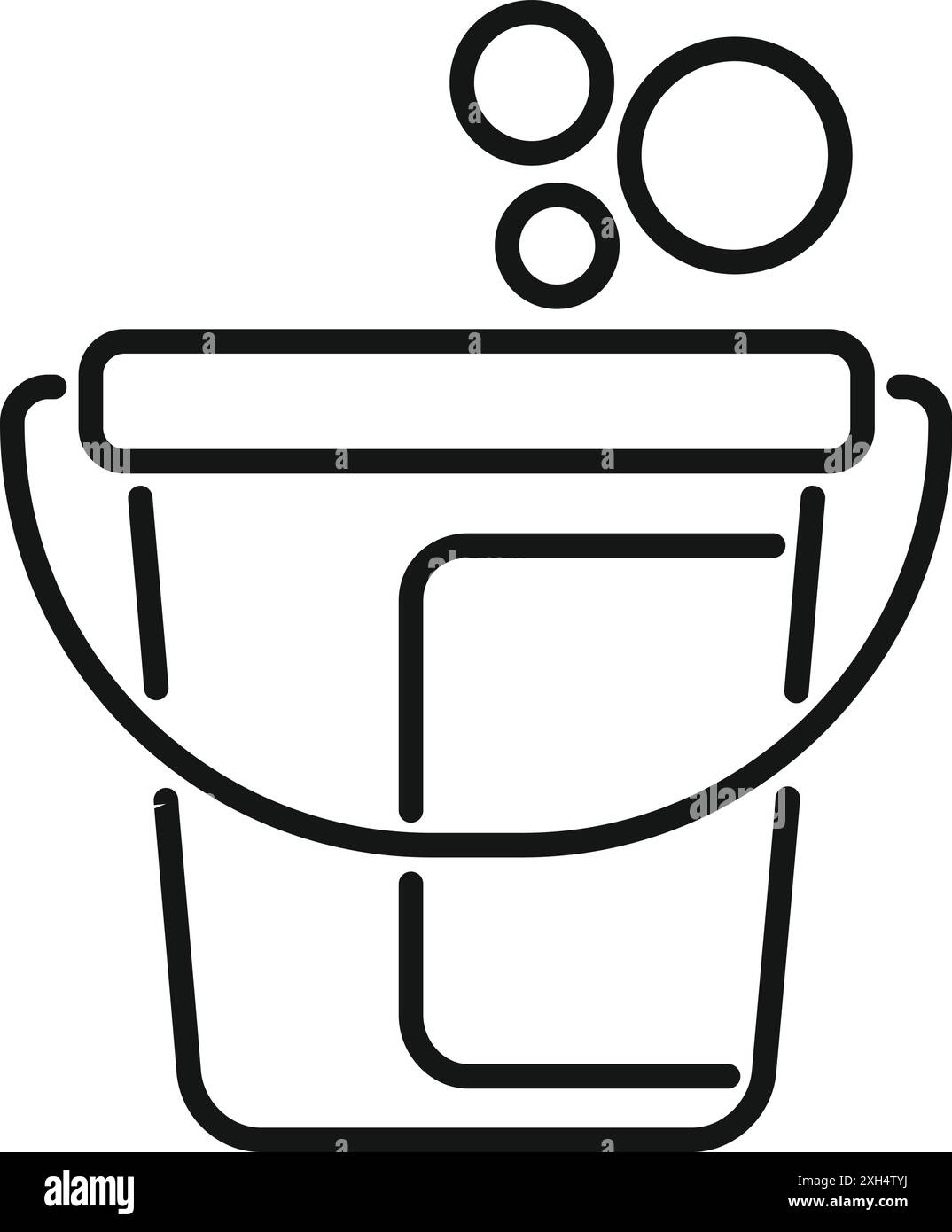 Simple line icon of a cleaning bucket with foam bubbles, perfect for ...