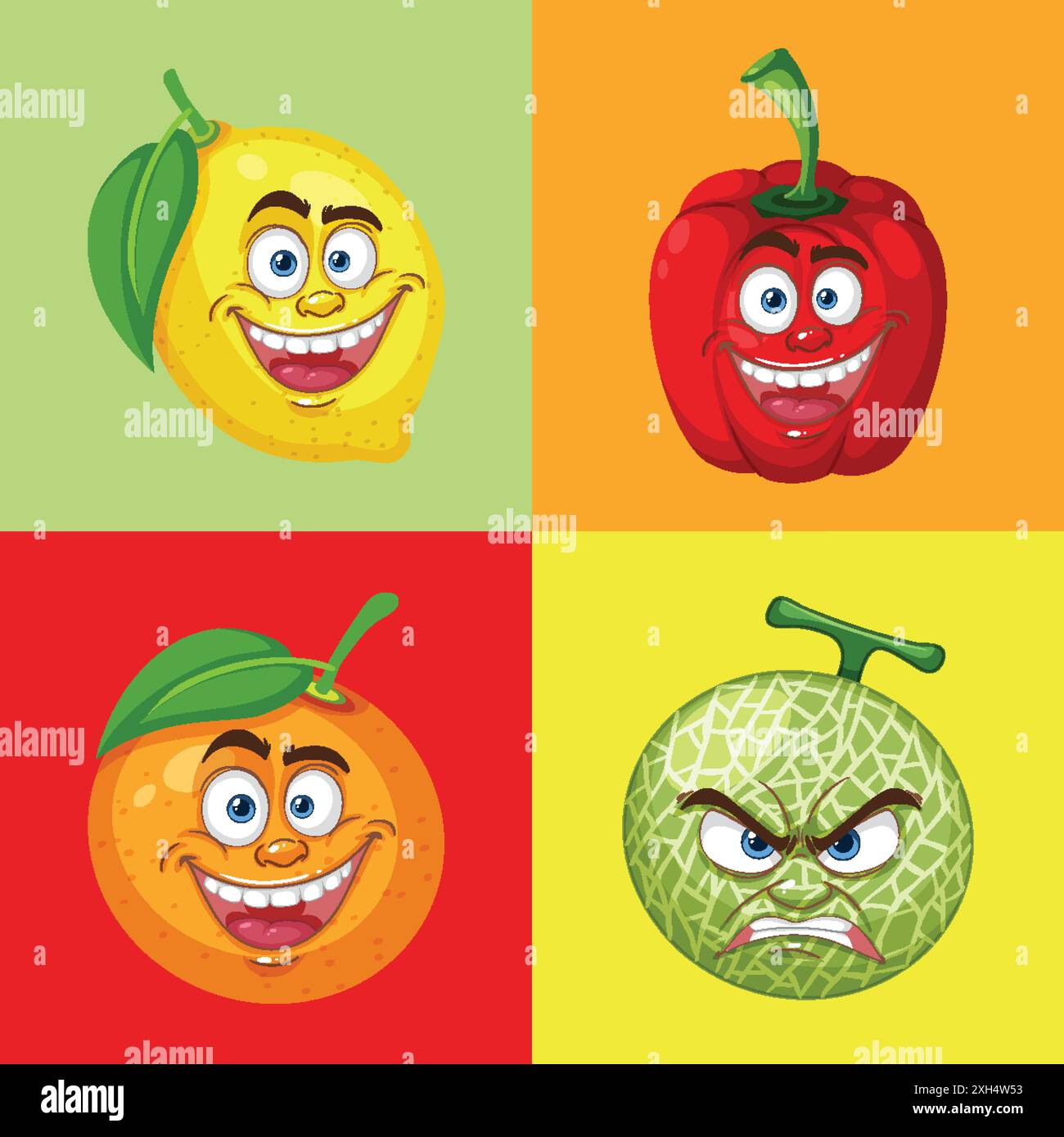 Cartoon fruits vegetables characters cute fruit Stock Vector Images - Alamy
