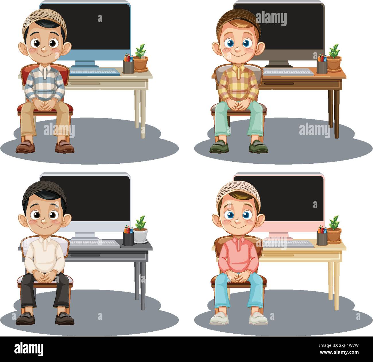 Group children desks classroom Stock Vector Images - Alamy