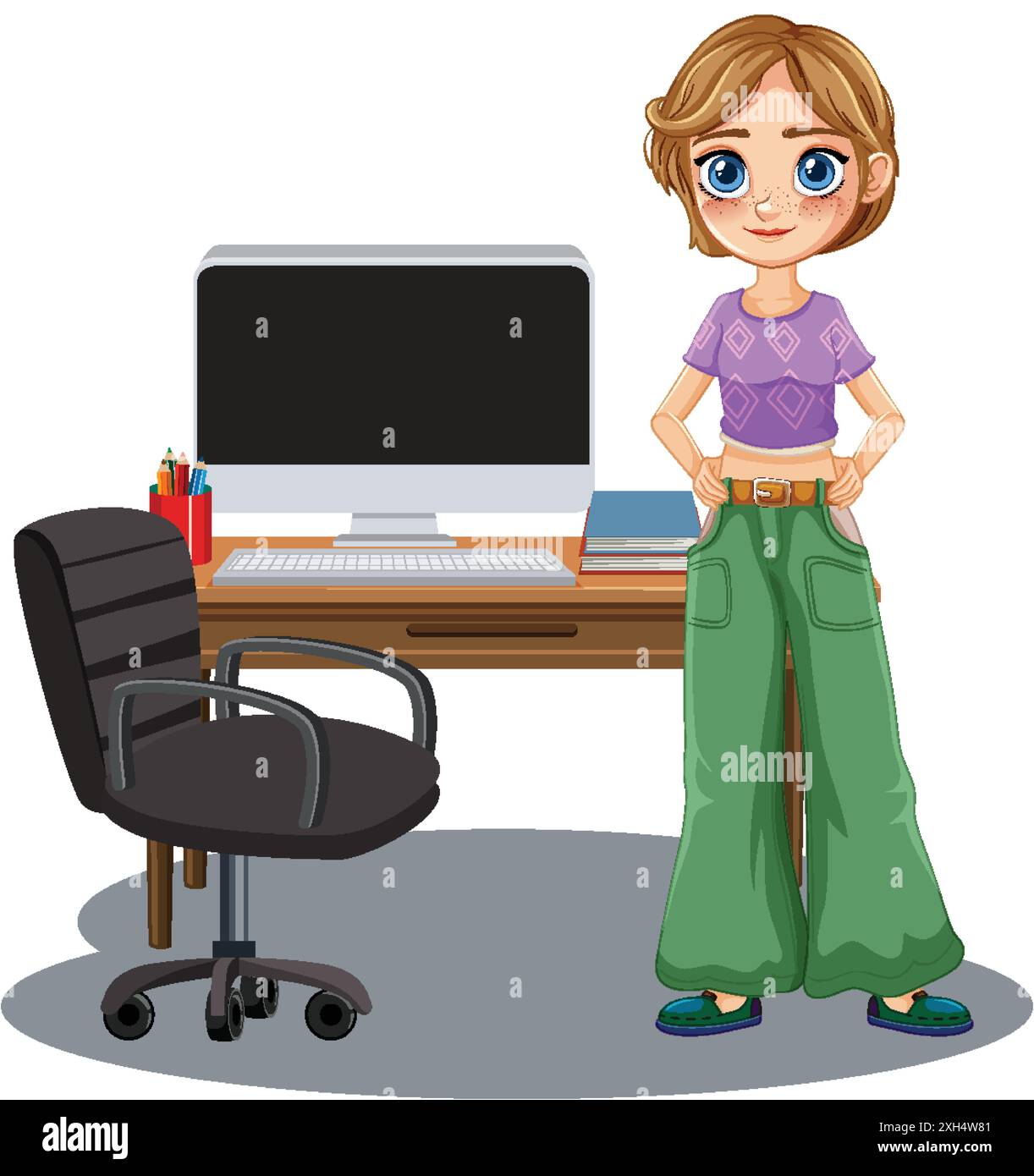Standing desk office confident Stock Vector Images - Alamy