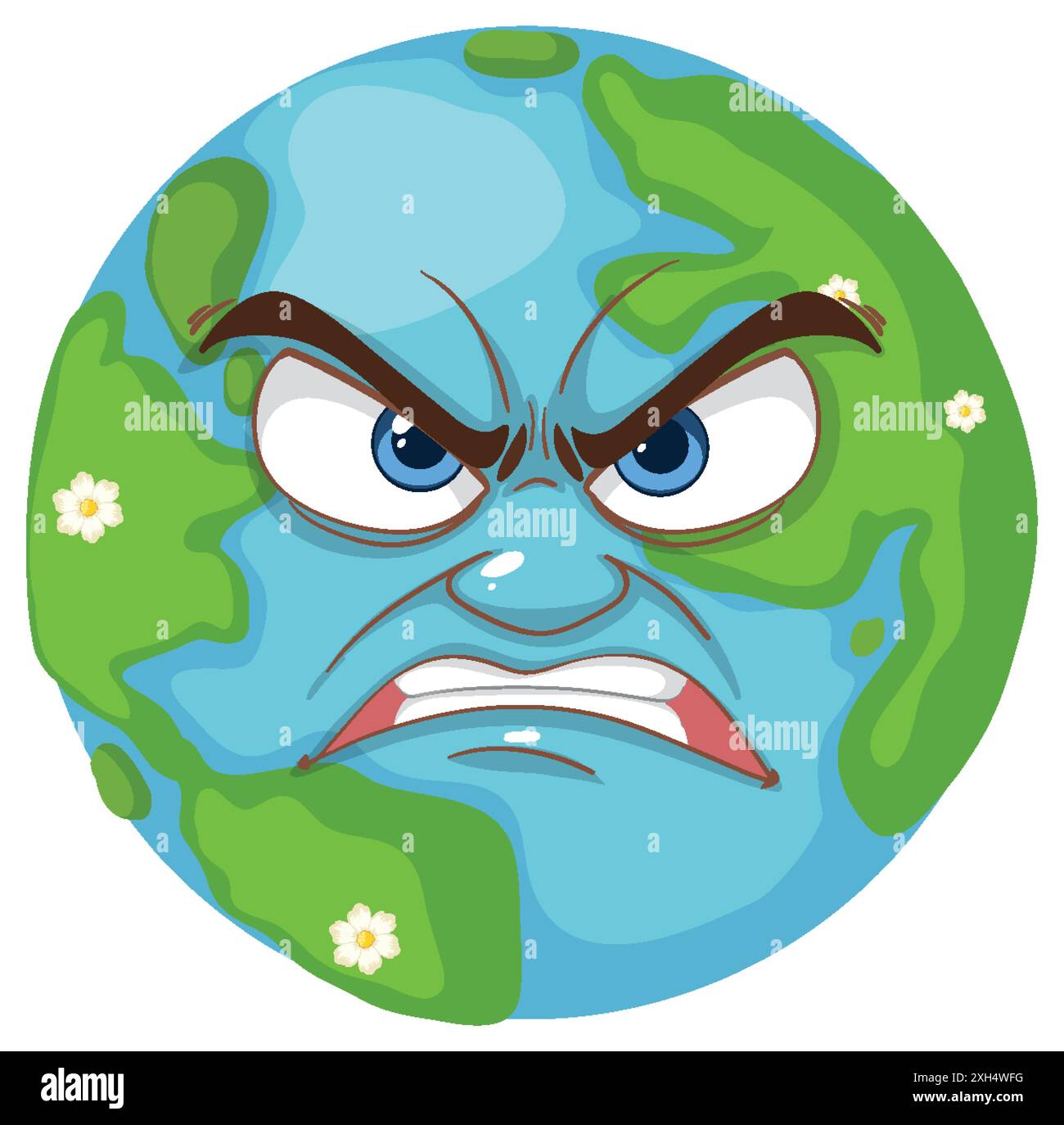 Illustration of an angry Earth with flowers Stock Vector Image & Art ...