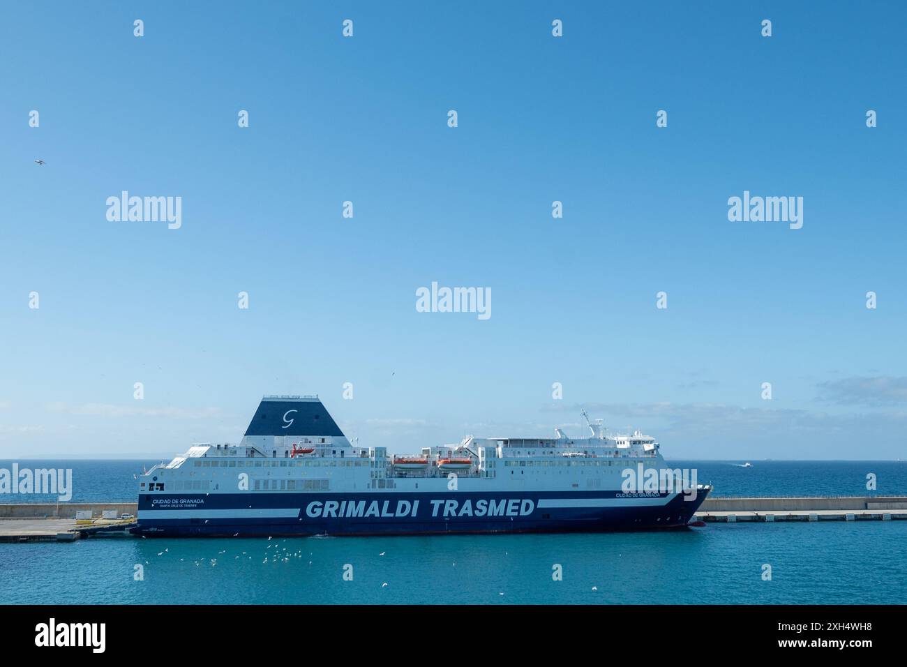 Ibiza, Spain : 2024 May 11 : Ferry from the Grimaldi Transmed shipping ...