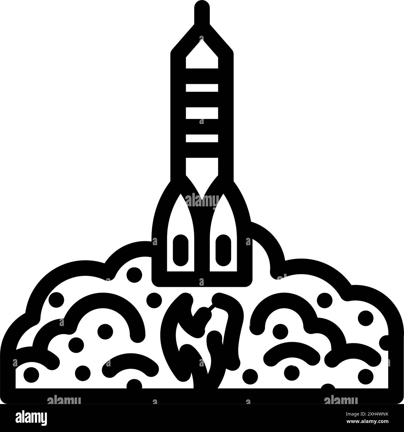 rocket ship progress line icon vector illustration Stock Vector Image ...