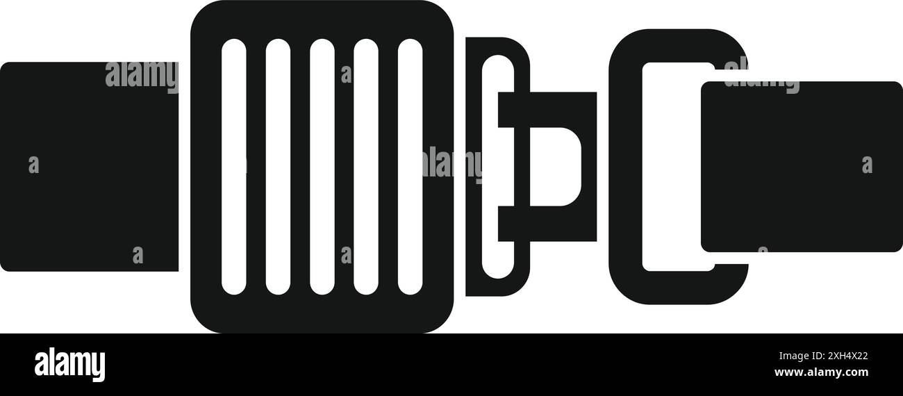 Black silhouette of a safety belt buckle fastened, ensuring protection ...