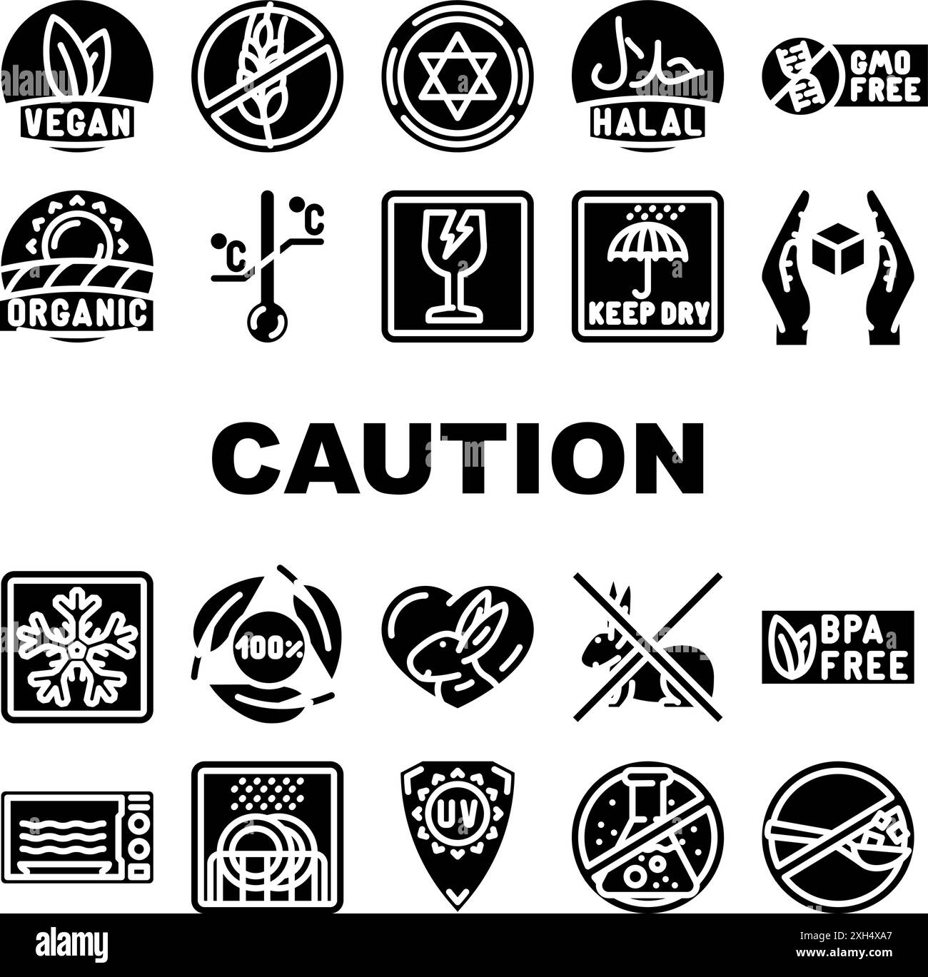 product caution label warning icons set vector Stock Vector Image & Art ...