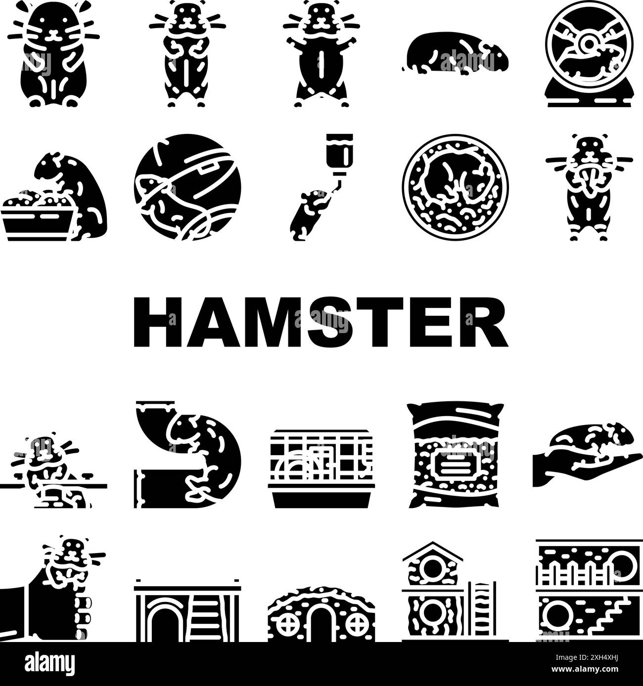 hamster hamster cute app pet coin icons set vector Stock Vector Image ...