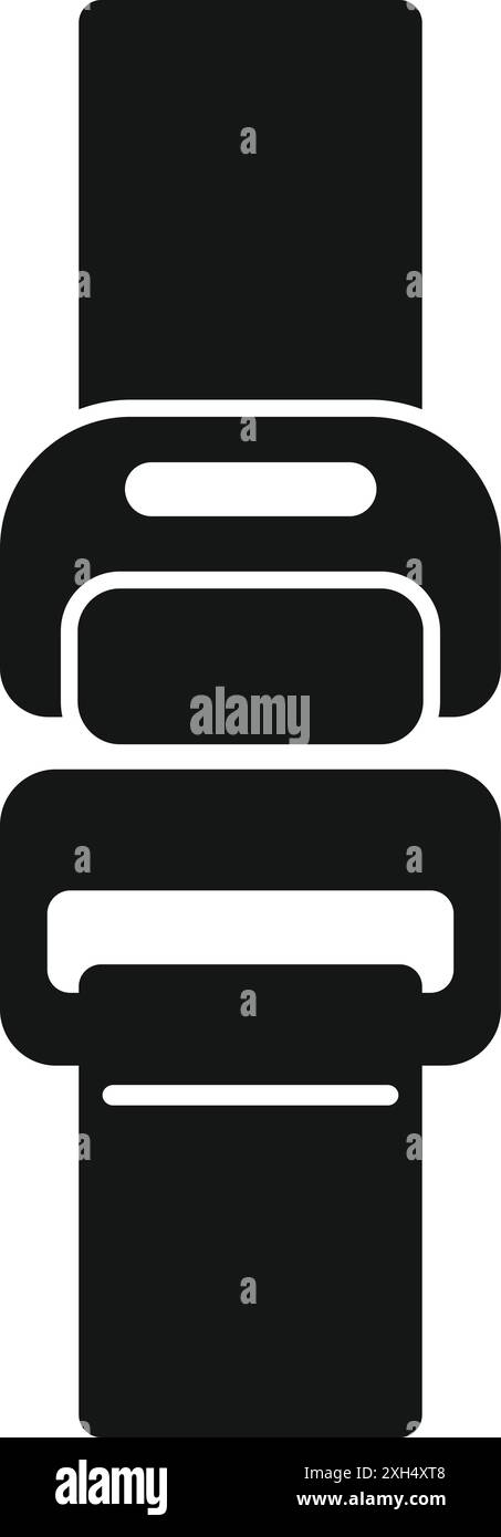 Black silhouette of a double buckle fastener securing a strap, a simple ...