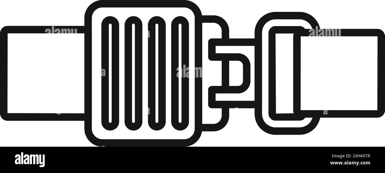 Line drawing of a buckle fastening a safety belt, emphasizing the ...