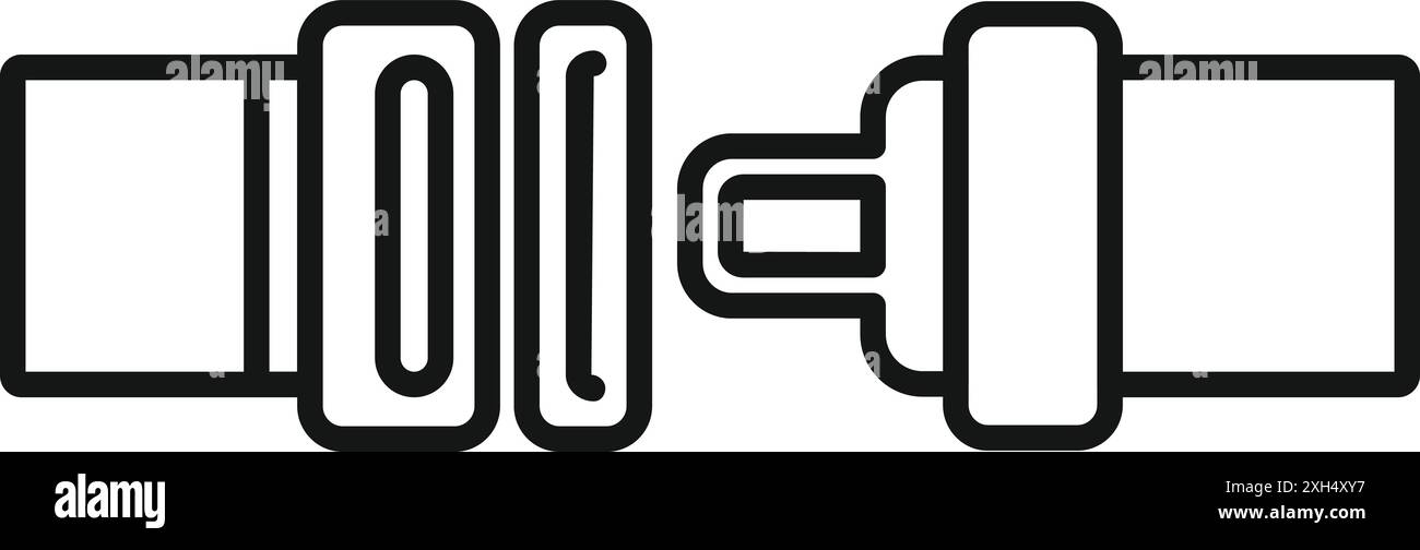 Line drawing of an open and unfastened seat belt buckle waiting to be ...