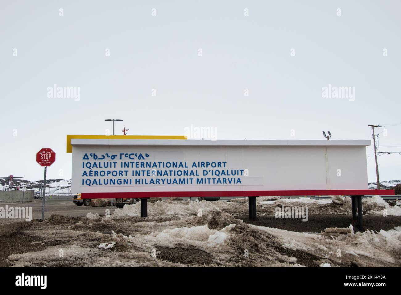 Multilingual Iqaluit International Airport sign in English, French ...