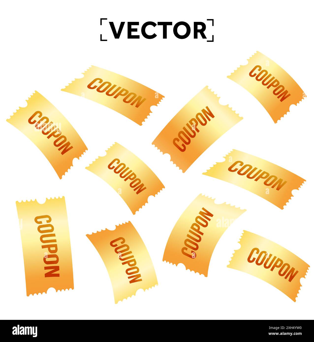 3d flying golden coupons with coupon code, isolated on white background ...