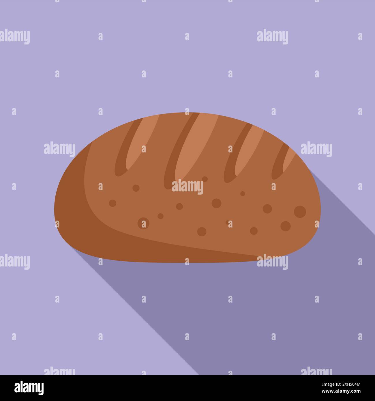 Simple, freshly baked loaf of bread is casting a long shadow on a solid ...