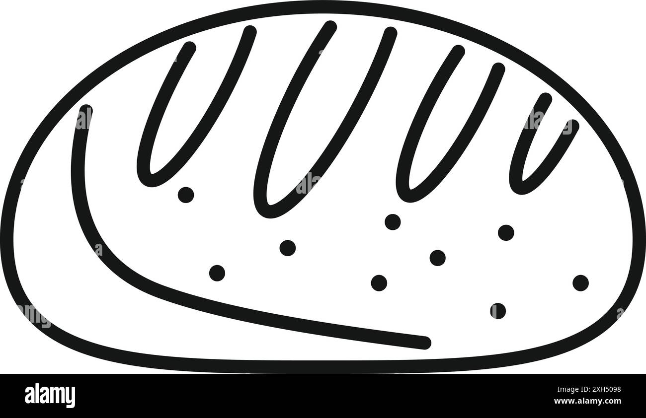Minimalist line art drawing of a bread loaf perfect for recipe books or ...