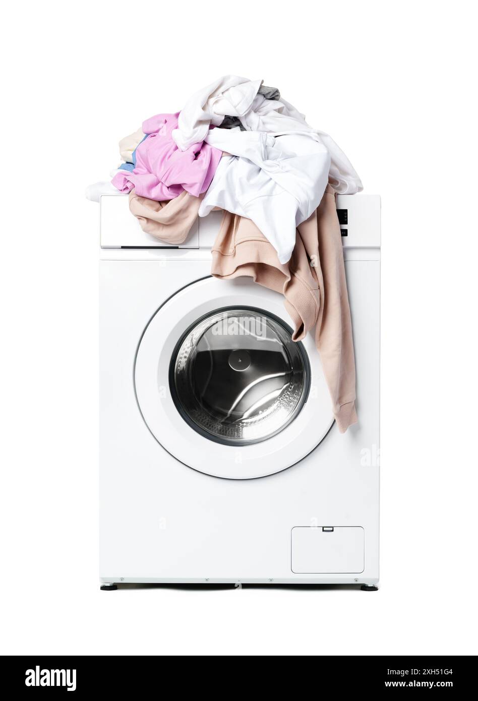 White Washing Machine With Pile of Laundry on Top Stock Photo - Alamy