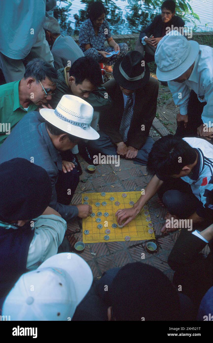 Men playing Vietnamese chess, taken in 1999, Hoan Kiem Lake, Hanoi ...