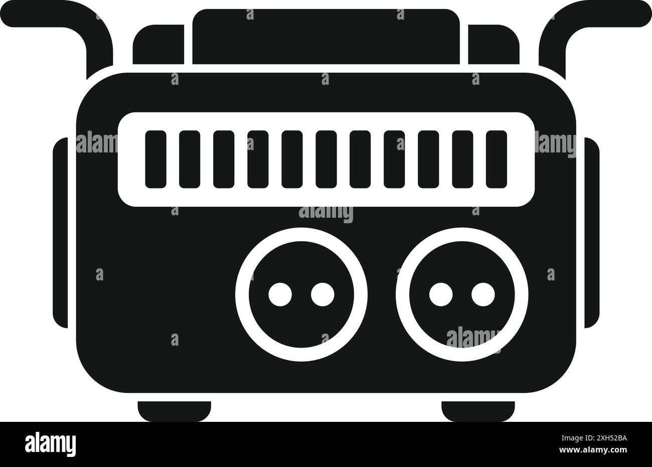 Black and white icon of a portable power generator supplying ...