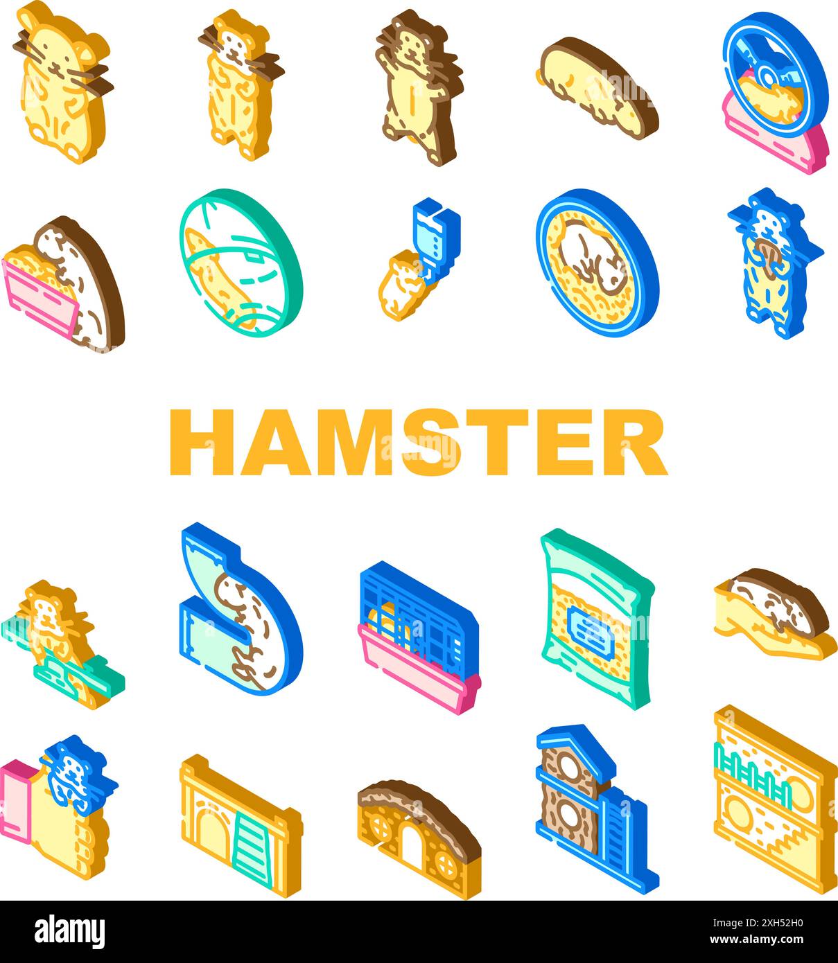 hamster hamster cute app pet coin icons set vector Stock Vector Image ...