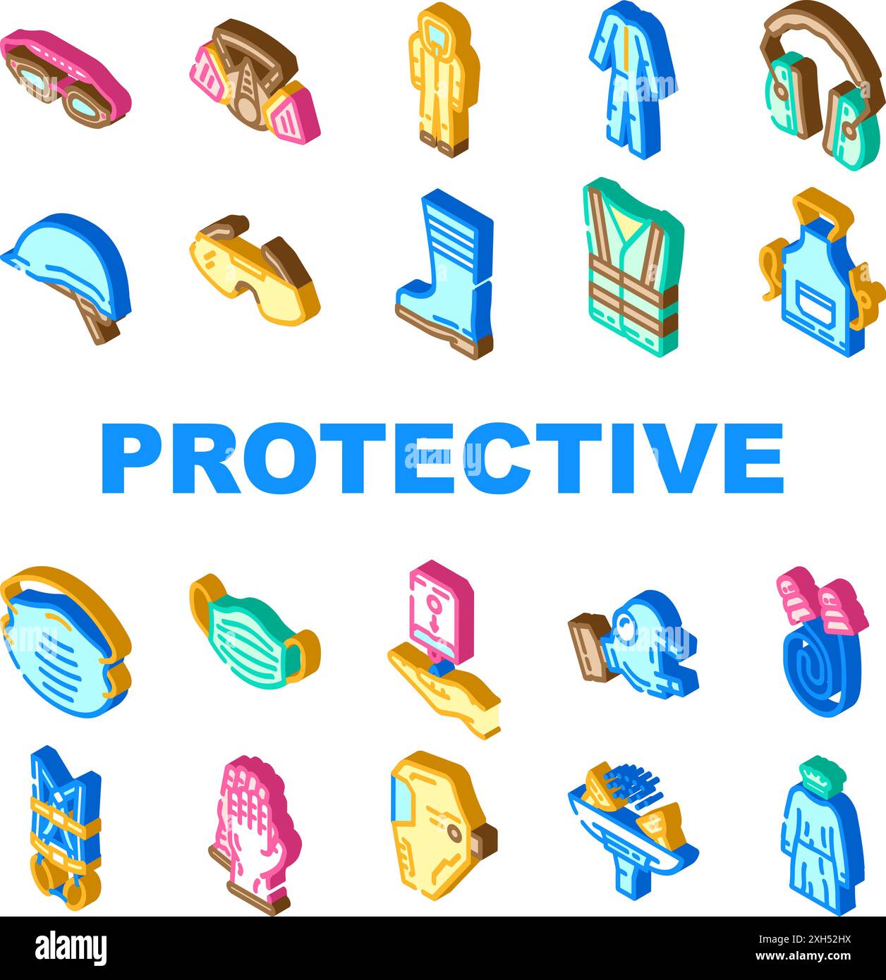personal protective equipment ppe icons set vector Stock Vector Image ...