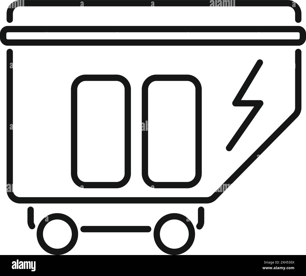 Line icon of a garbage truck collecting waste for recycling ...