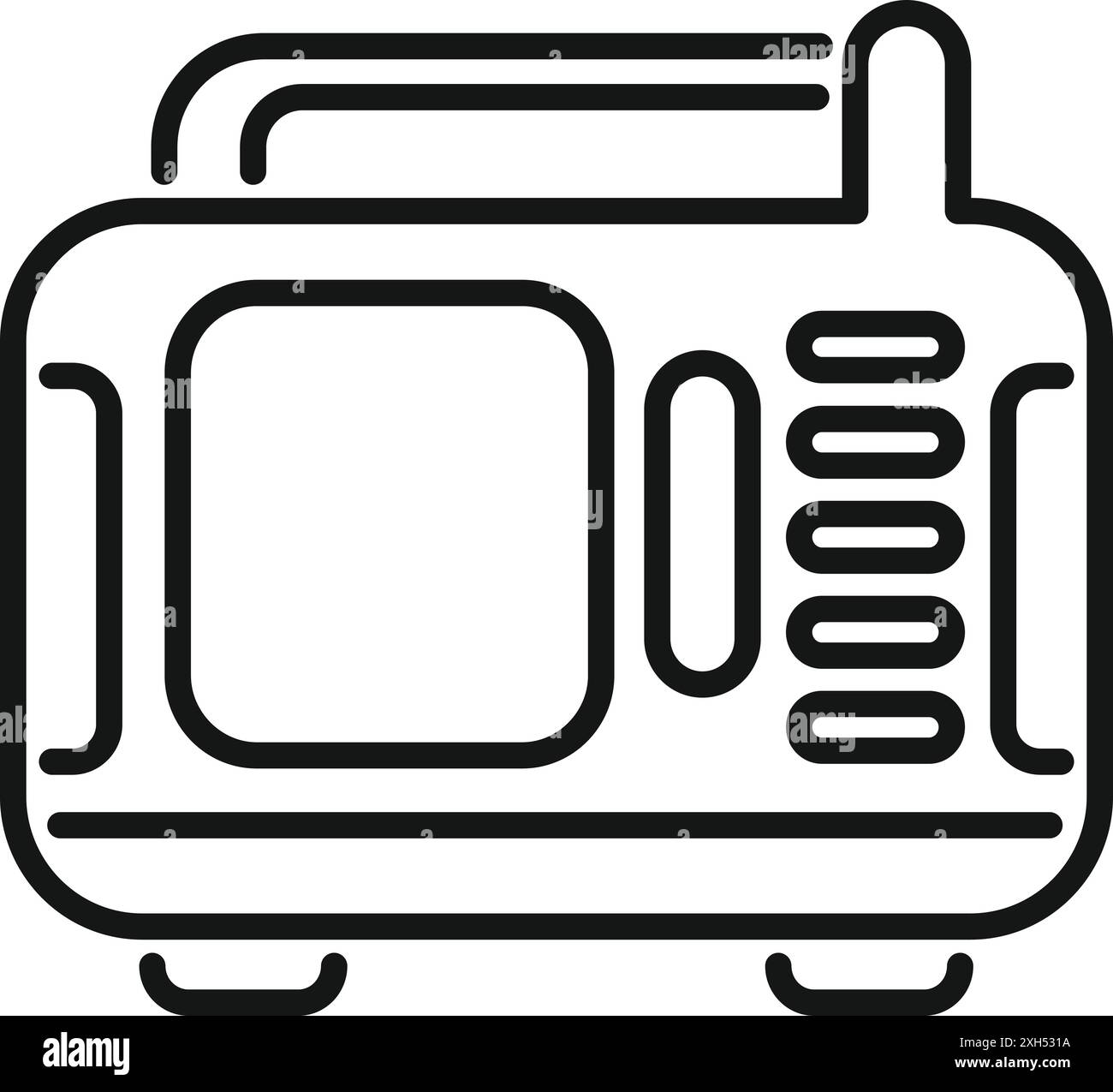 Simple line icon of vintage tv set with buttons, reminding about ...