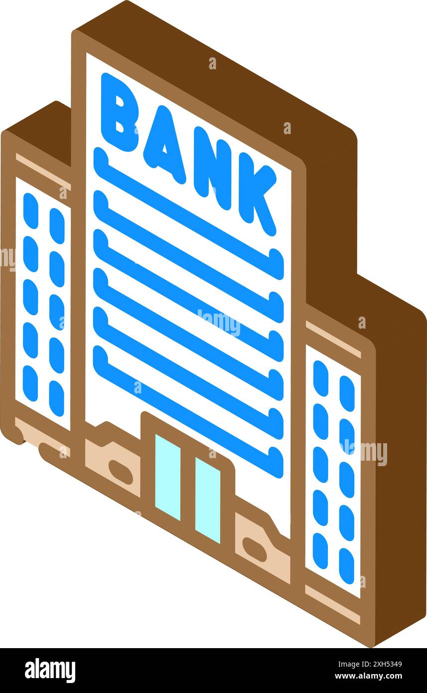 urban bank building isometric icon vector illustration Stock Vector ...