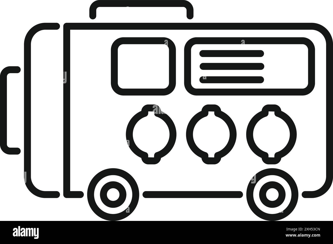 Line drawing of a portable generator, supplying backup power during an ...