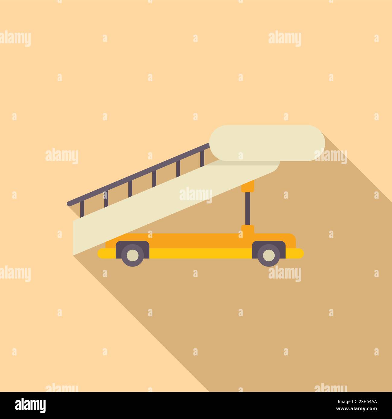 Passenger boarding bridge connecting airplane with airport terminal in ...