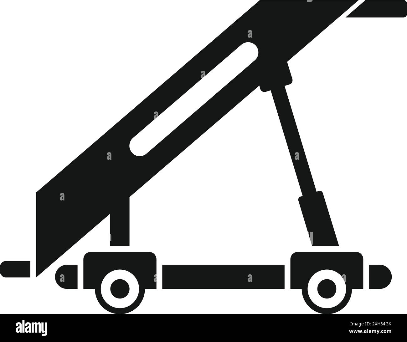 Black silhouette of an airport conveyor belt transporting suitcases ...