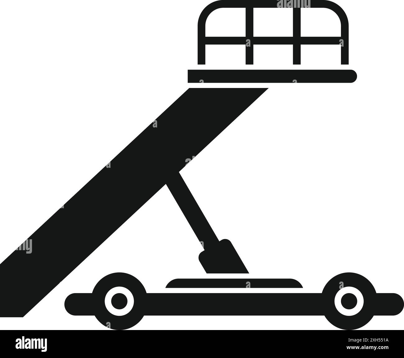 Black silhouette icon of an airplane passenger boarding bridge ...