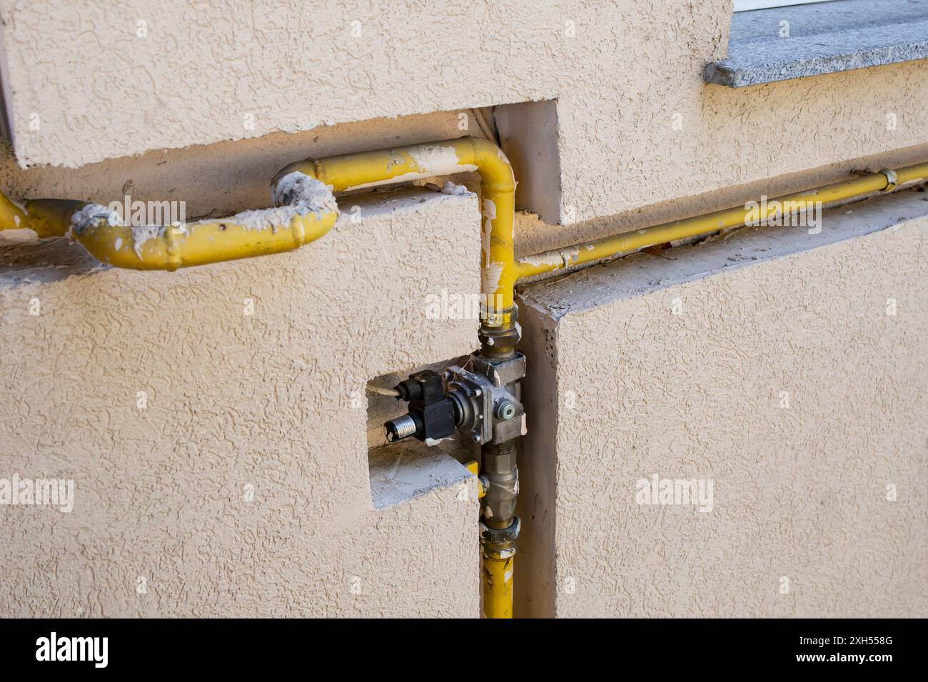 Styrofoam insulation around gas pipes soft focus Stock Photo - Alamy