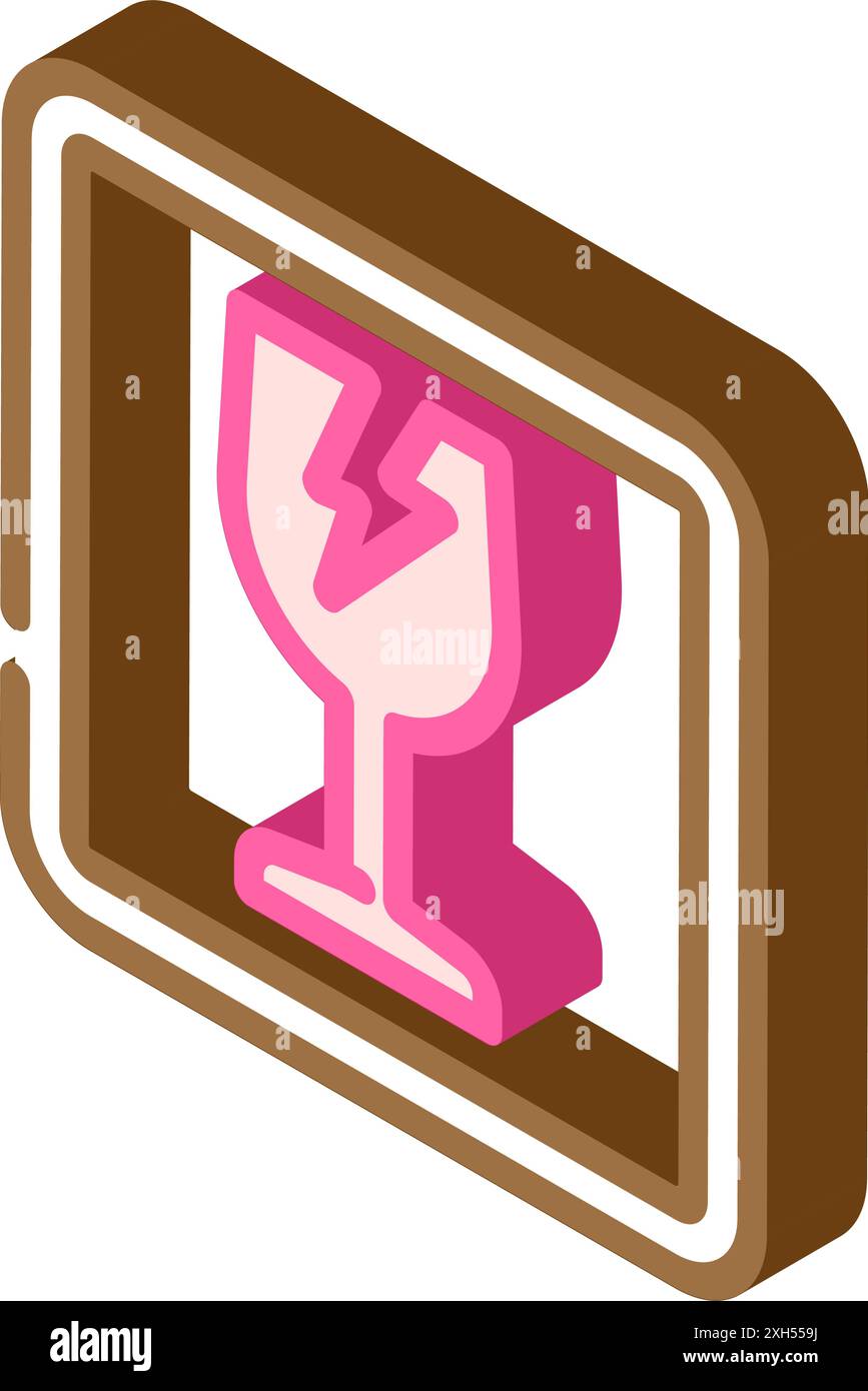 fragile product label warning isometric icon vector illustration Stock ...