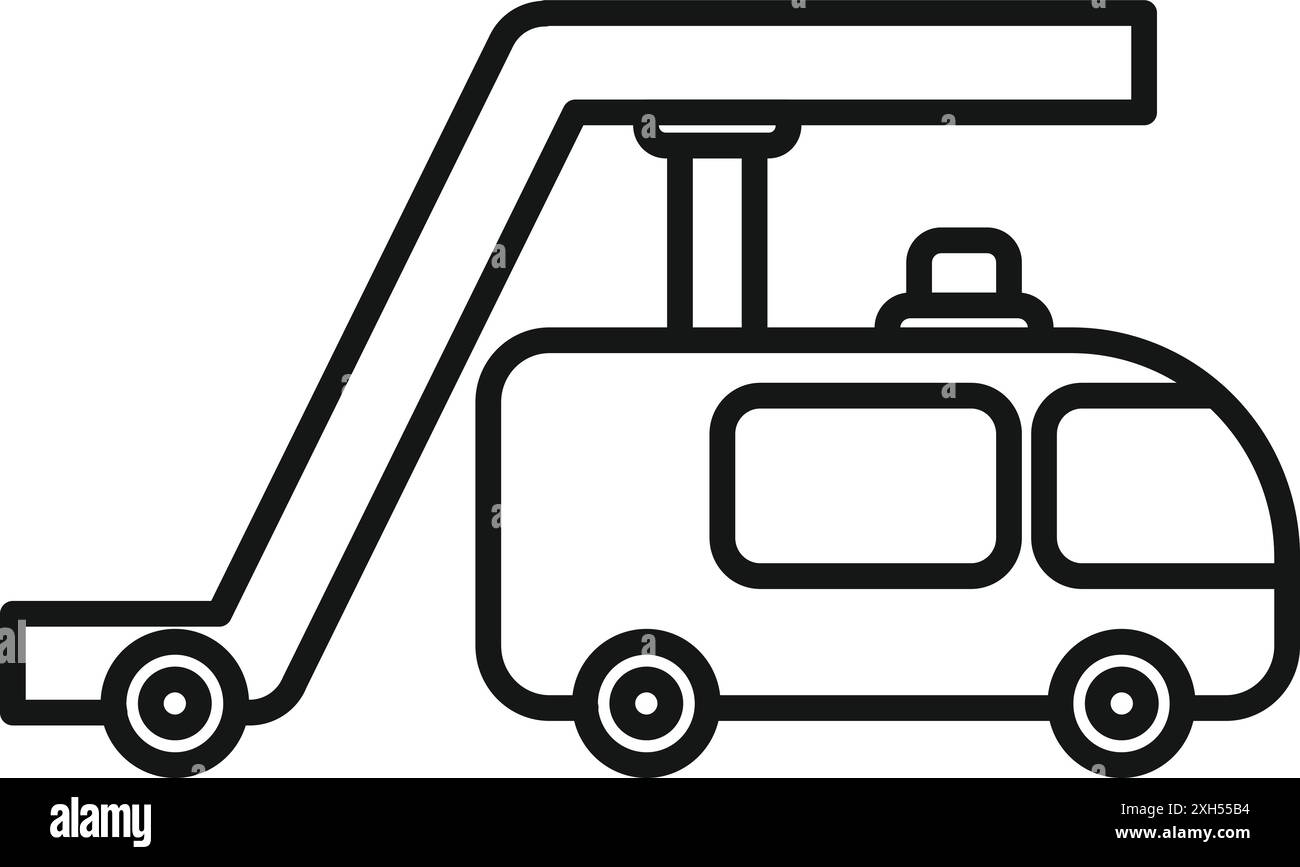 Line drawing of an airport passenger boarding bridge used to board and ...