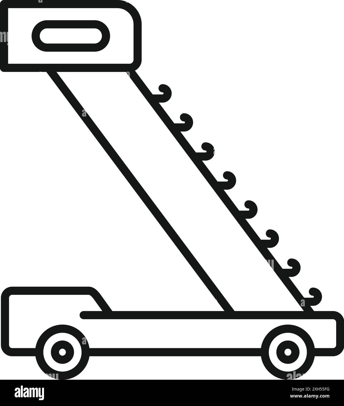 Line drawing of airport passenger boarding stairs with wheels used for ...
