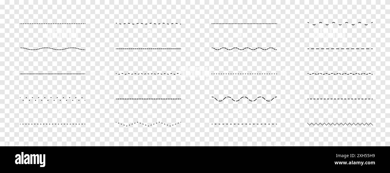 Set of different line styles on transparent background. Vector ...