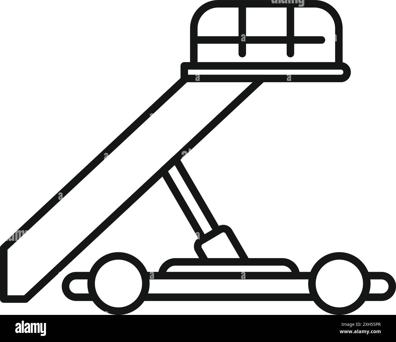Line drawing of airport passenger boarding stairs with wheels ...