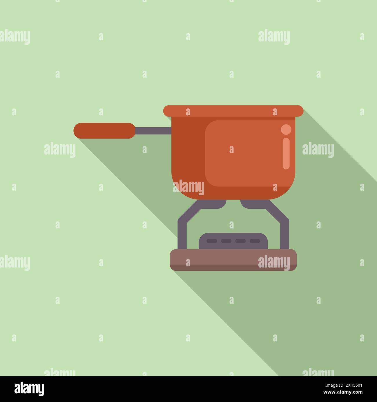 Cooking pot is heating on a portable gas stove for camping Stock Vector ...