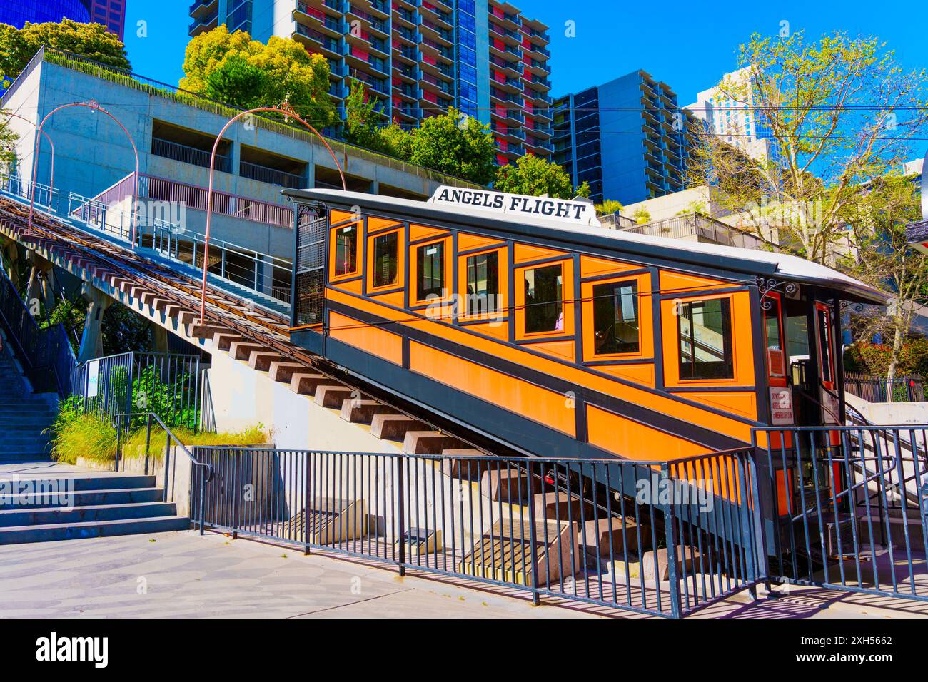 Los Angeles, California - April 10, 2024: Angels Flight funicular car ...