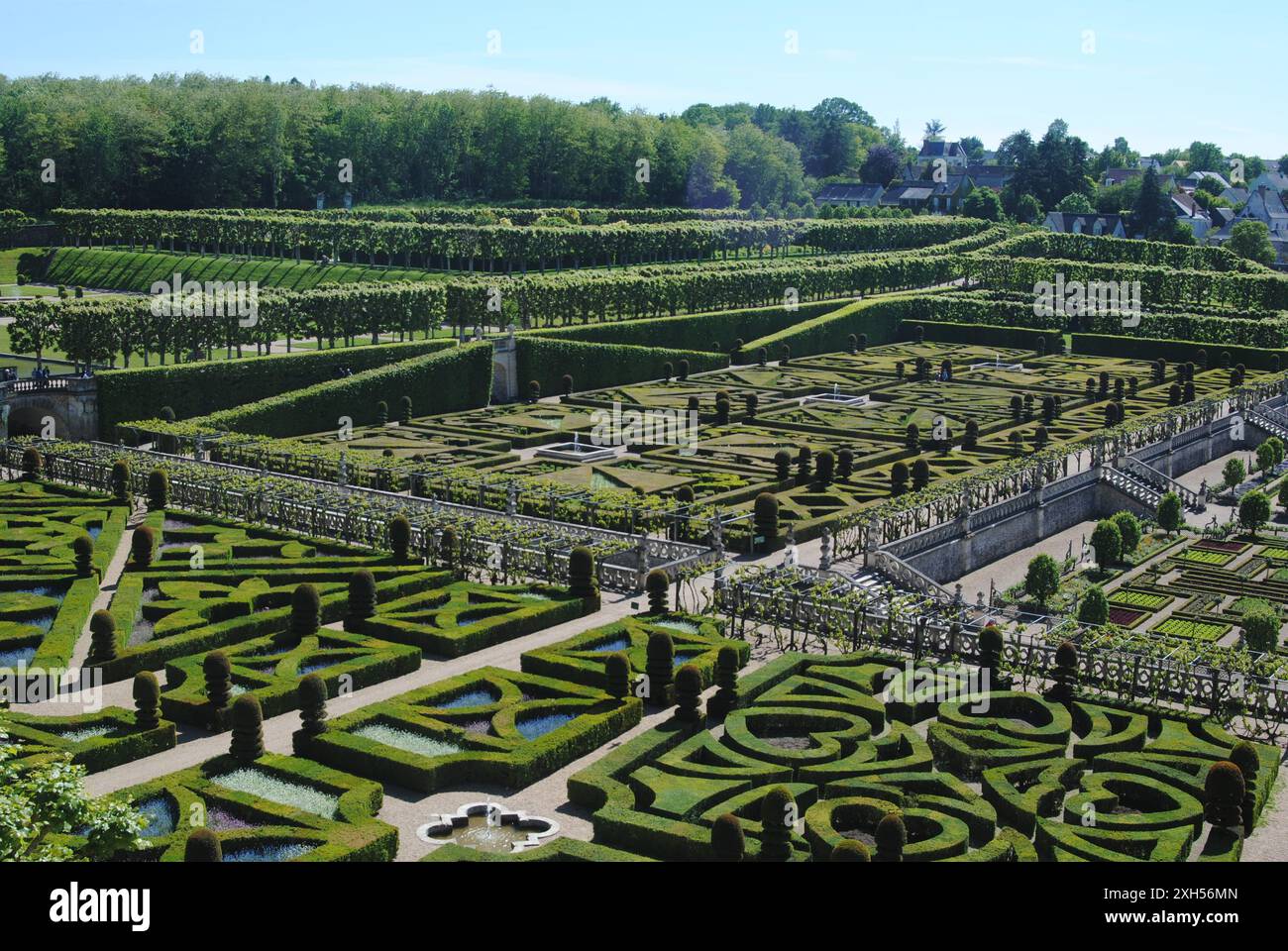 Villandry, Tours, France. An aerial view of the famous Renaissance ...