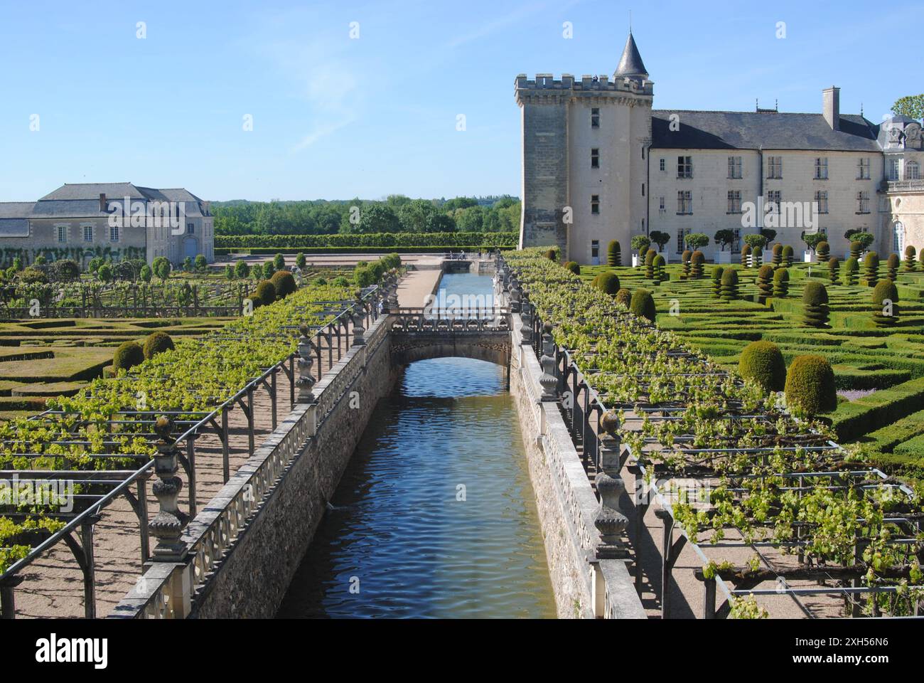Villandry, Tours, France. An aerial view of the famous Renaissance ...