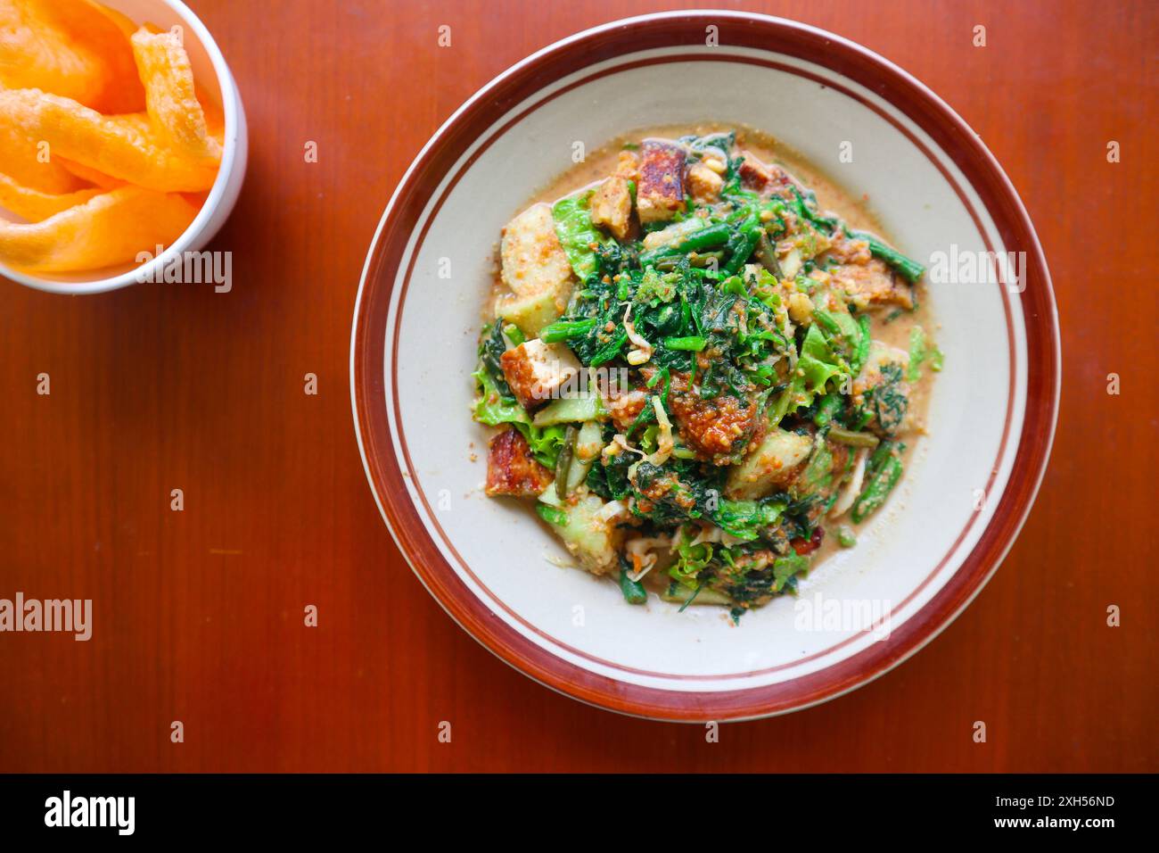 lotek is a traditional salad from Indonesia made from vegetable, chayote, kale, young jackfruit ...