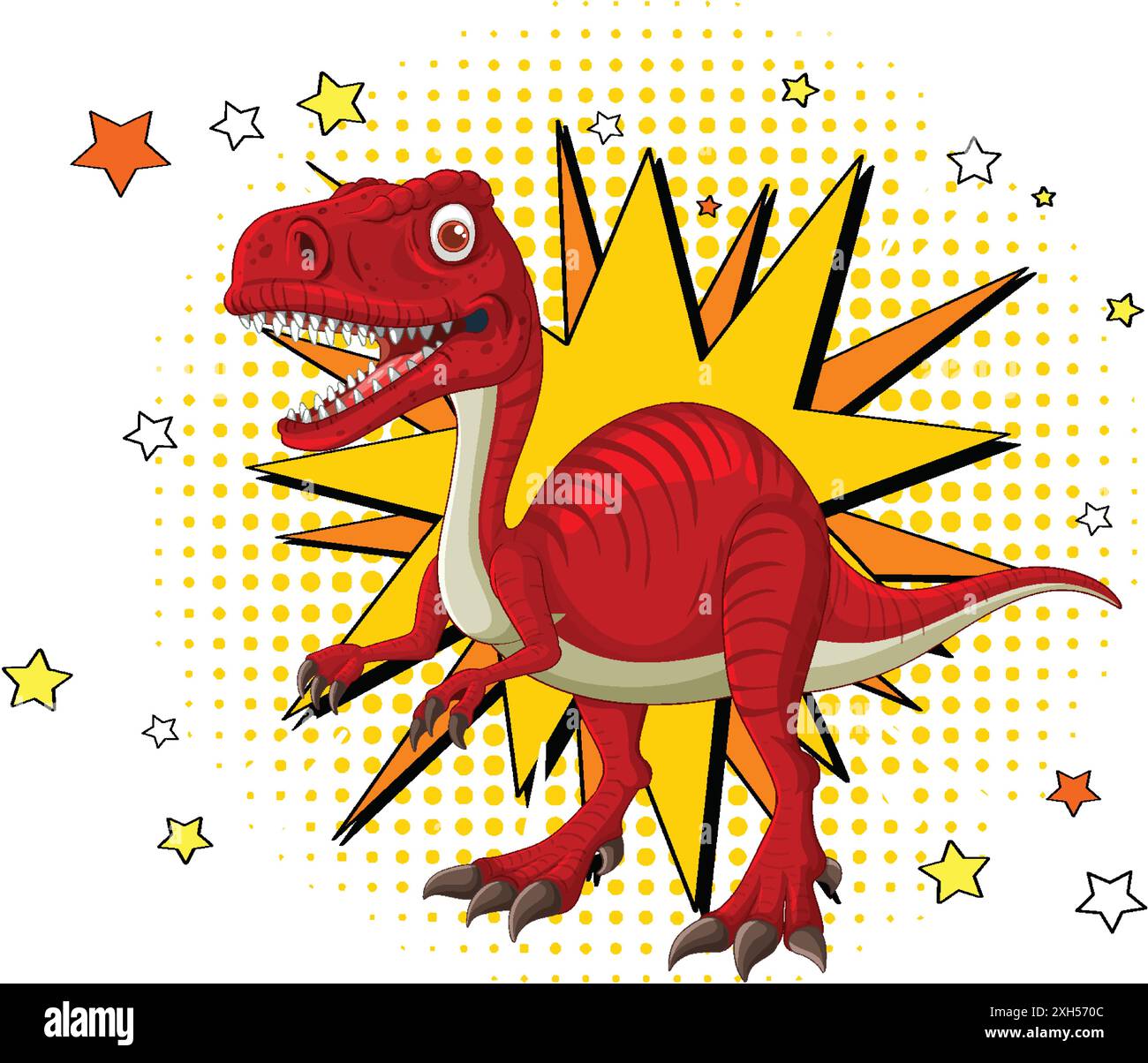 Red dinosaur with comic book explosion background Stock Vector Image ...