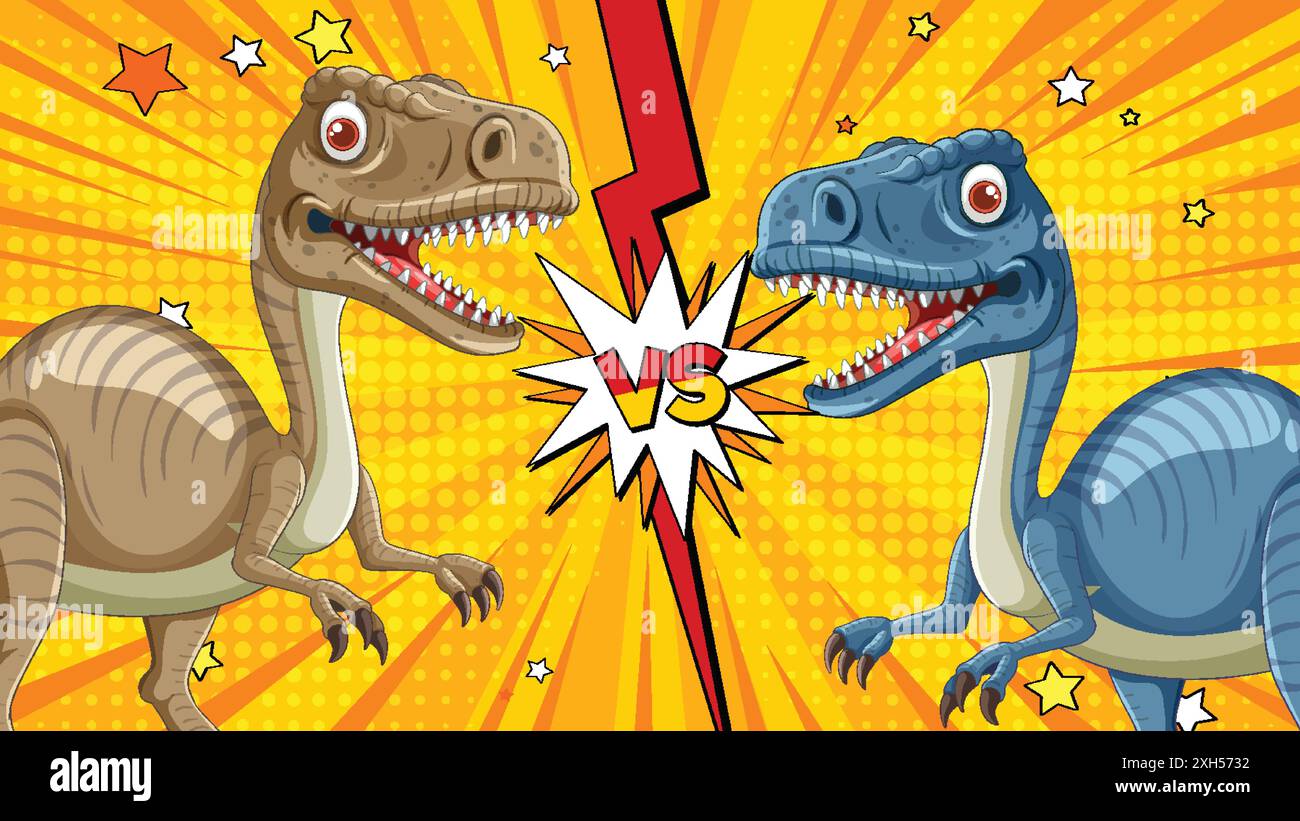 Two dinosaurs face off in a comic style Stock Vector Image & Art - Alamy