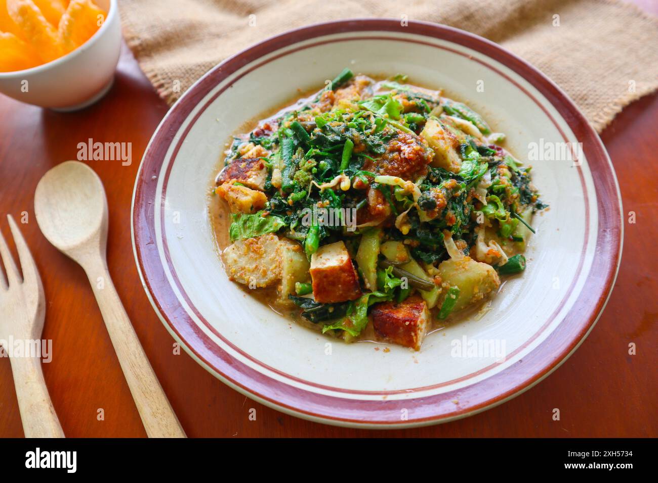 lotek is a traditional salad from Indonesia made from vegetable ...