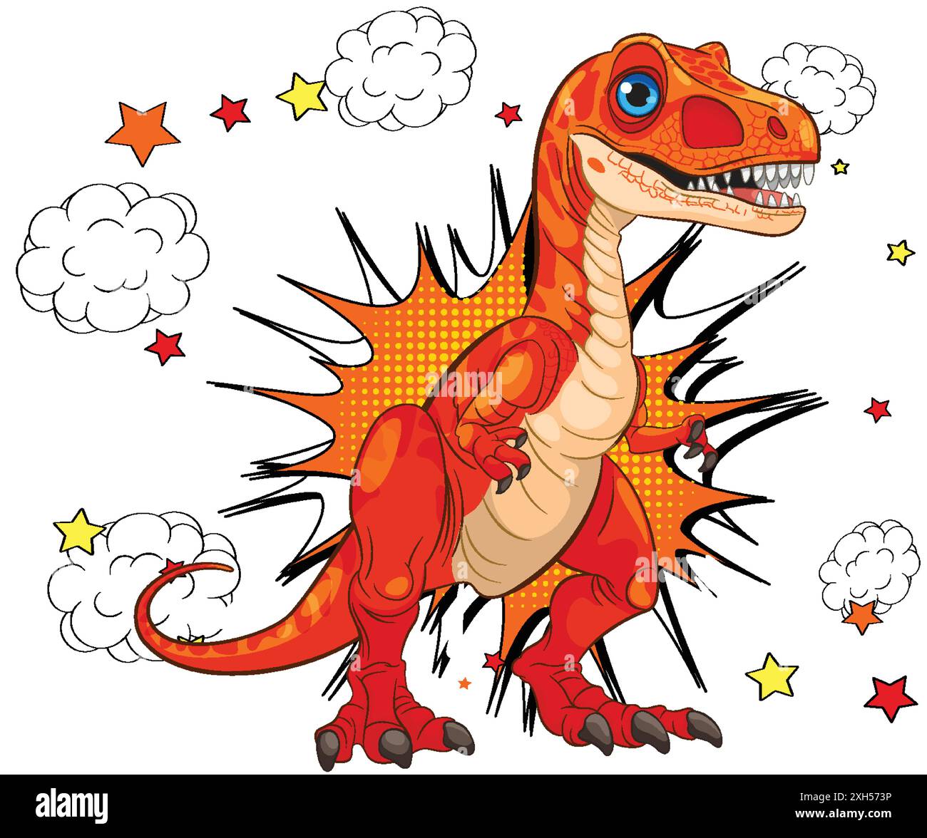 Colorful dinosaur with comic-style background Stock Vector Image & Art ...