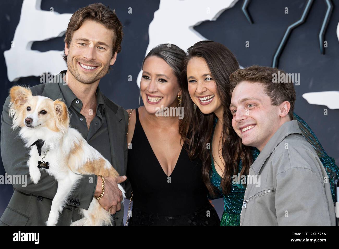 Los Angeles, USA. 11th July, 2024. Glen Powell, Brisket the Dog, Lauren ...