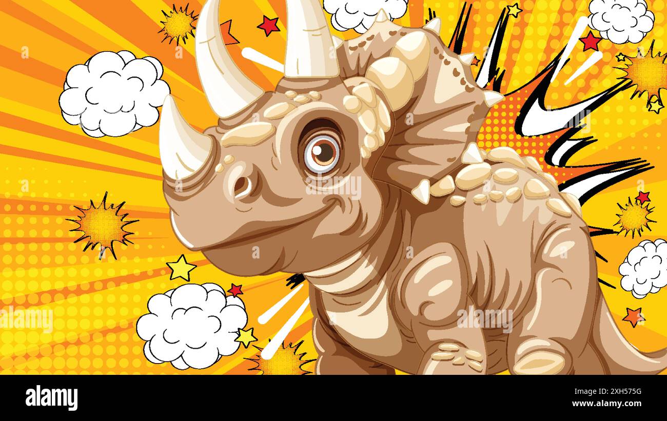 Cartoon dinosaur with comic book background Stock Vector Image & Art ...