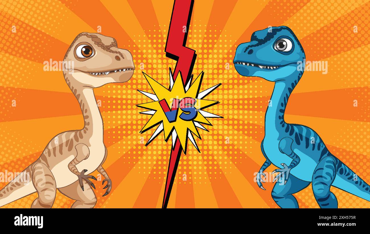 Two dinosaurs face off in a comic style Stock Vector Image & Art - Alamy