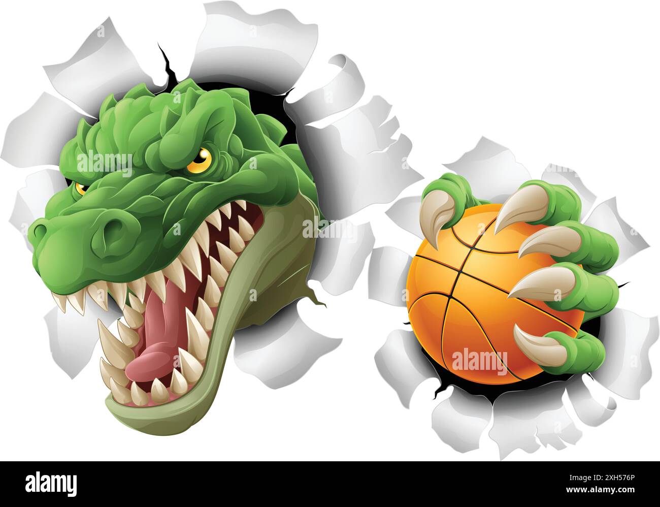 Crocodile Dinosaur Alligator Basketball Mascot Stock Vector Image & Art ...